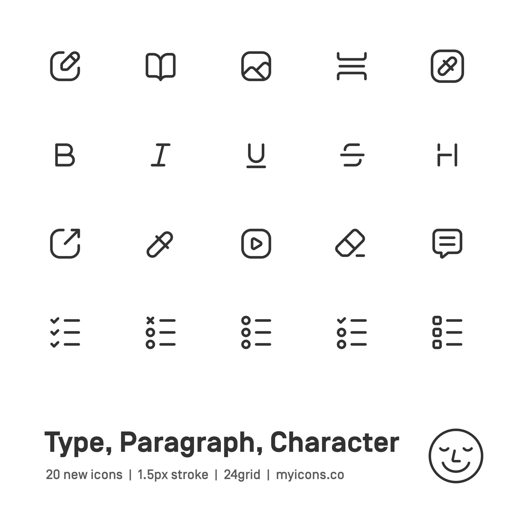 Myicons — Type, Paragraph, Character, Text Editor icons