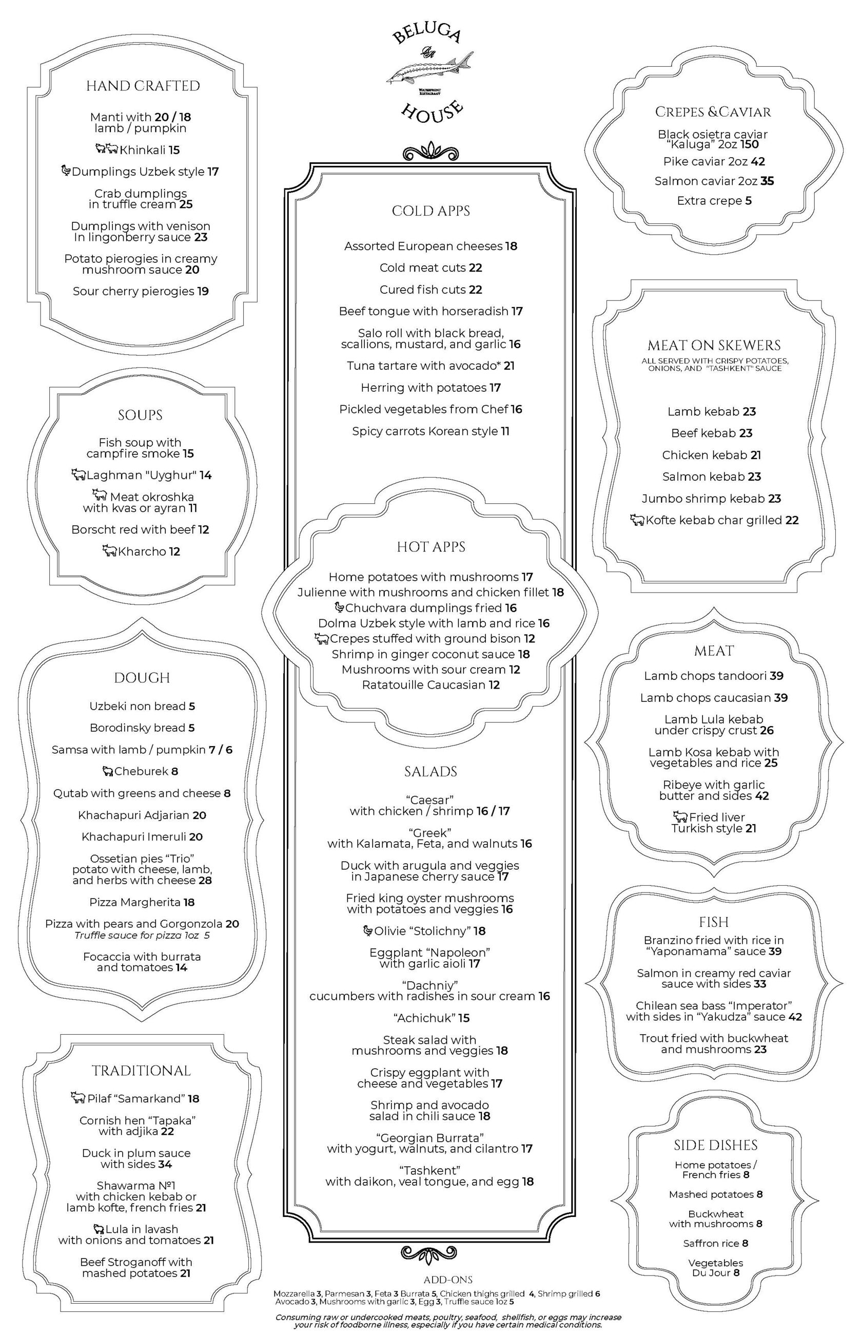 Eastern European & Uzbeki Cuisine in Boca Raton, FL | Beluga House Menu